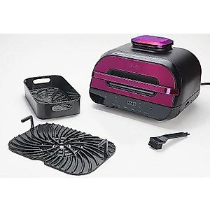 Ninja FG551 Foodi Smart XL 6-in-1 Indoor Grill with 4-Quart Air Fryer Roast Bake Dehydrate Broil and Leave-in Thermometer, with Extra Large Capacity, and a stainless steel Finish (Renewed)