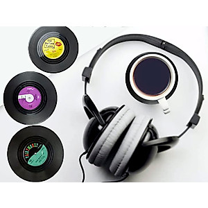 MECOWON Vinyl Record Coasters with Record Player Holder - 6Packs, Cool Coasters for Music Lovers