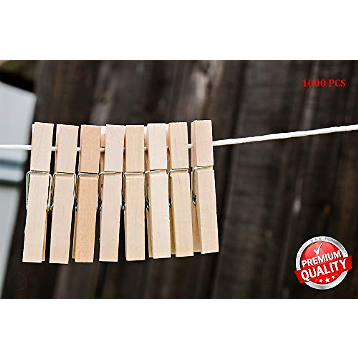 Eldorado Clothespins, Natural Wood, 3" x 0.5" inches, Super Value Pack of 1,000 for Multipurpose Everyday Clothing, Laundry, Drying, Crafts, and DIY Projects, Size XL. (1000)
