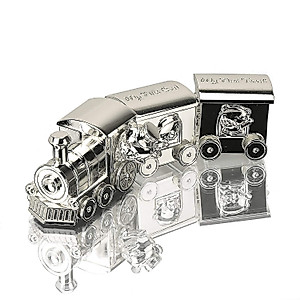 K COOL Shiny Silver Baby Tooth Box Metal Kids Keepsake Origanizer Train Tooth Holder Children Tooth and Curl Fairy Container Christening Gift for Child Memory