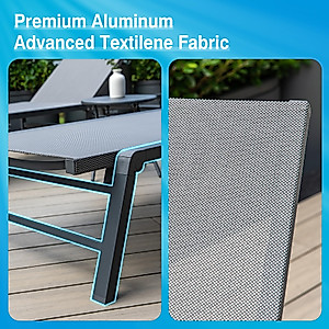 U ULAND Chaise Lounge Outdoor, Aluminum Outdoor Chaise Lounge Set of 2 Assemble-Free, Patio Lounger Poolside Lay Flat Sunbathing Adjustable Backrest Pool Lounge Chair
