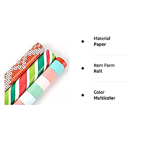 Wrapping Paper Roll - 3 Different Design for Birthday, Holiday, Wedding, Baby Shower - 44.5 * 300cm/3 Rolls