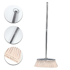 YARNOW Long Handled Broom, 35 Heavy- Duty Metal Stainless Steel Angle Broom, Outdoor/Indoor Broom for Garages, Courtyard, Sidewalks, Decks, Perfect for Home Kitchen Room Office Floor