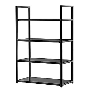 zizin 4-Tier Storage Rack Mutipurpose Shelf Stand Shelf Simple and Beautiful Book Shelf Heavy Duty Shelves for Living Room Kitchen Basement Black