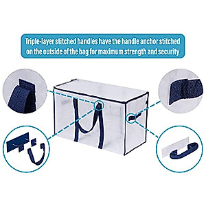 VENO 8 Pack Extra Large Moving Storage Bags with Zippers, Foldable Heavy-Duty Tote for Space Saving, Alternative to Moving Boxes, Packing Supplies, Plastic Storage Bins (Clear - Set of 8)