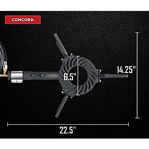 CONCORD Falcon Burner. Full Cast Iron Propane Single Burner. Great for Camping, Outdoor Cooking, Home Brewing, and More