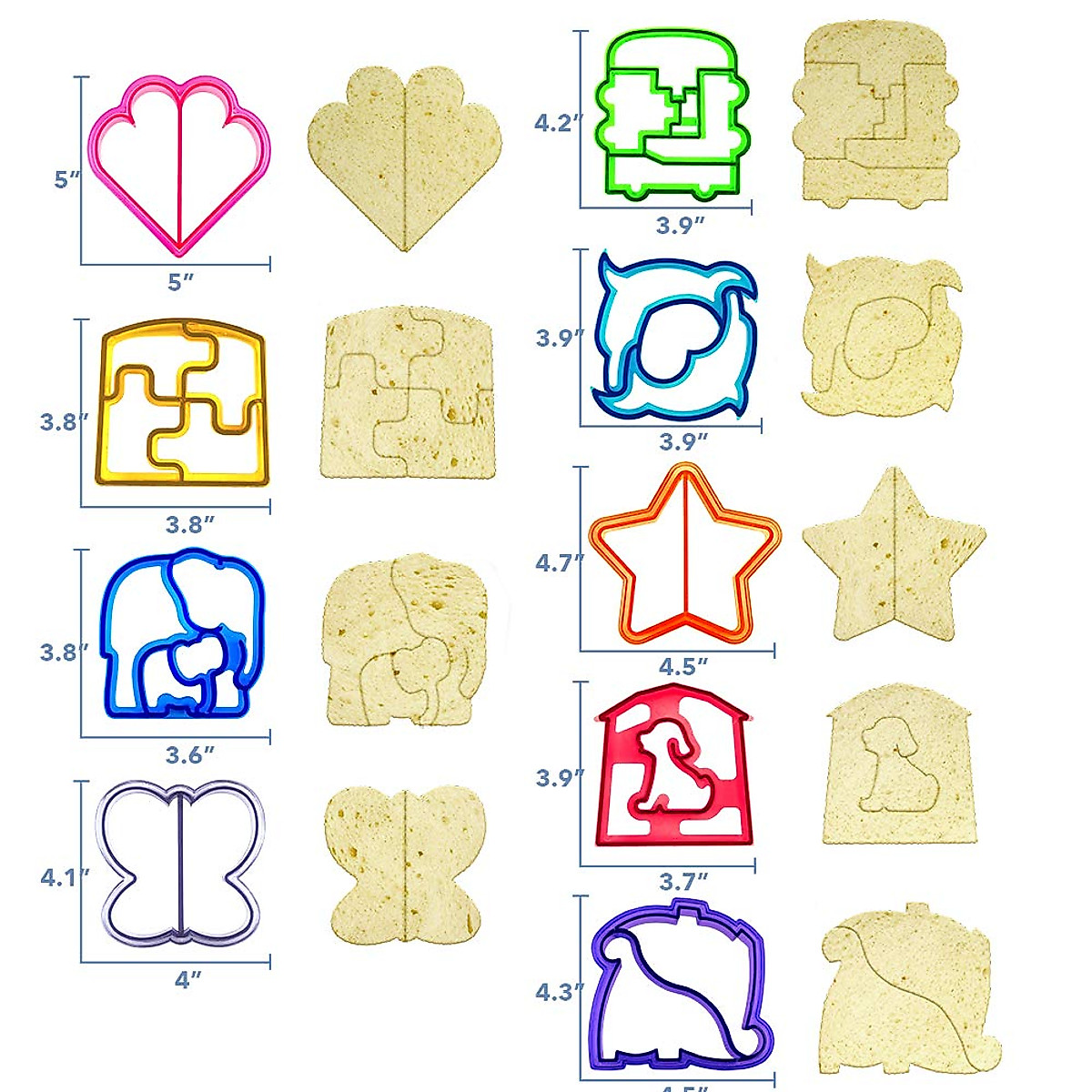 29pc Sandwich Cutter Set for Kids of All Ages - Turn Vegetables, Fruits, Cheese, and Cookie Into Fun Bites - Add to Bento Box and Lunch Box - Toddlers Boys and Girls - Easy to Use