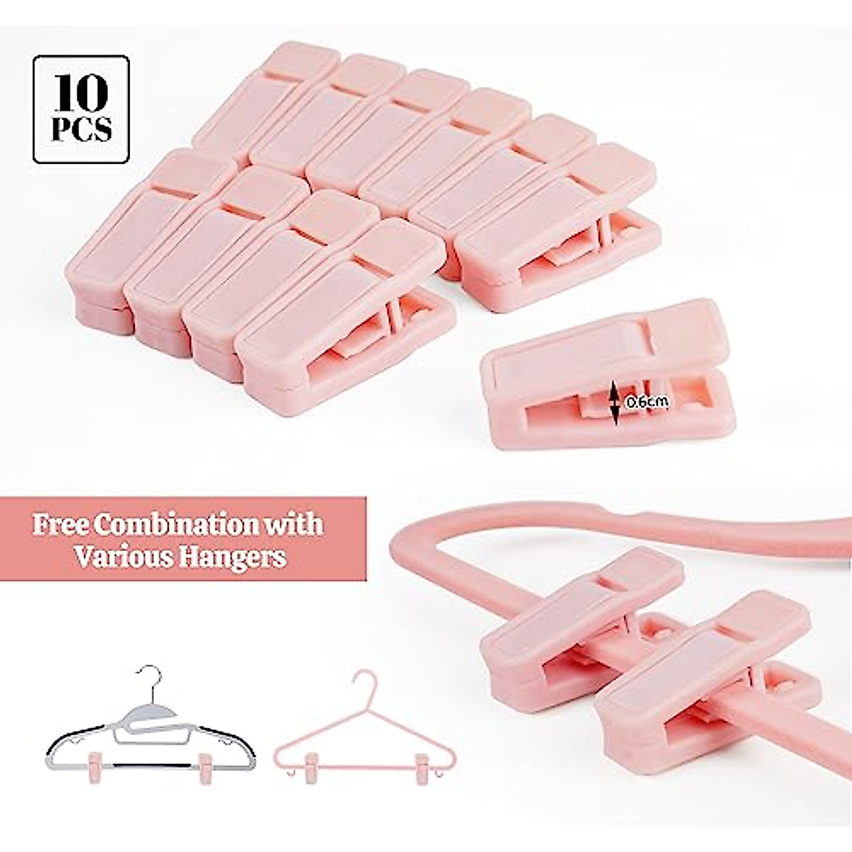 HOUÍSM Baby Hangers Pink Velvet, 60Pack Non-Slip Kids Clothes Hangers+ 10 Finger Clips + 8 Baby Closet Dividers, Space Saving Cascading Hangers for Nursery Closet Organization