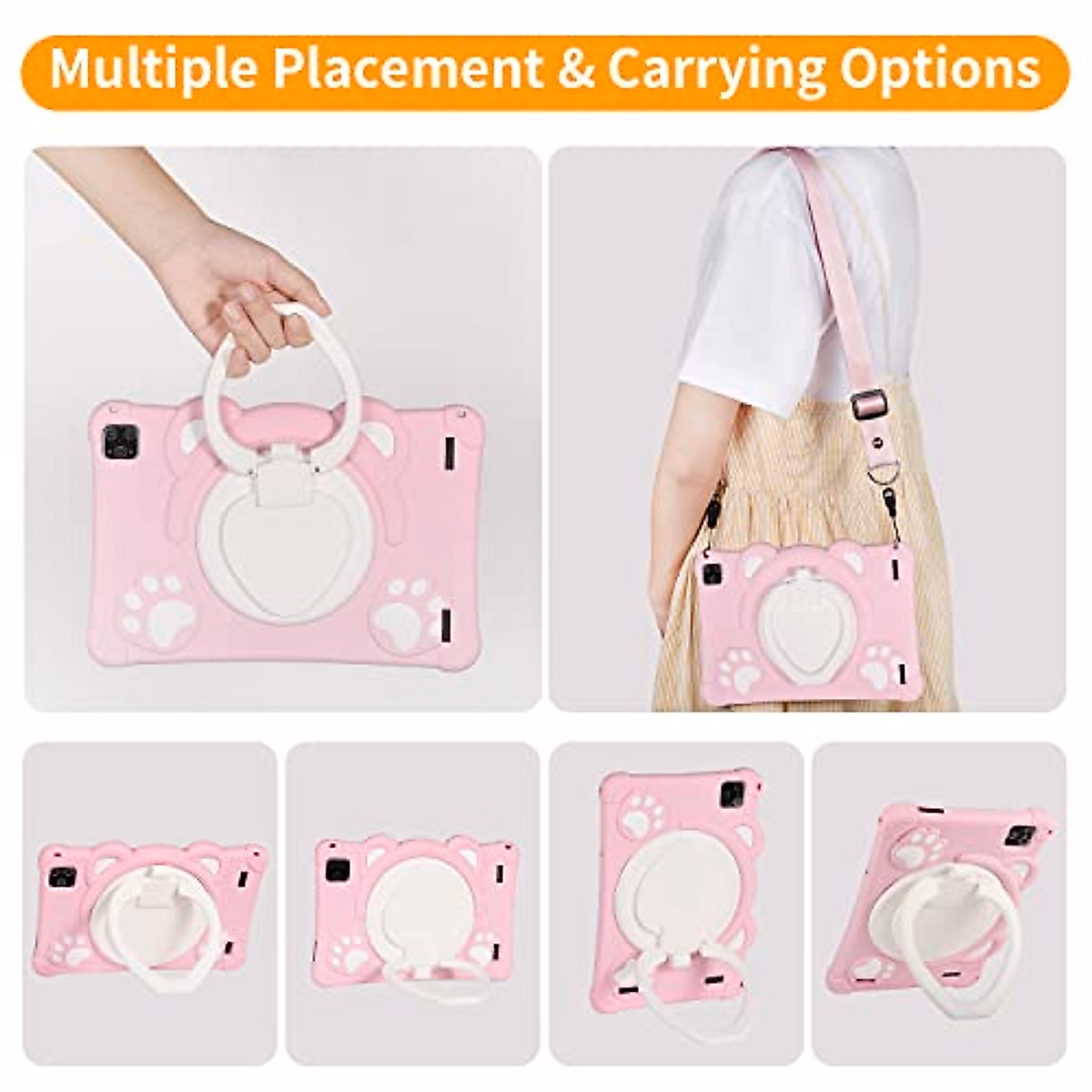 HeavenBird 10 Inch Kids Tablet, 10.1" Display, 6000mAh, Android 10.0 2GB & 32GB Storage, Parental Control Learning Tablet, Stylus & Earphone & Kid-Proof Case Included, Pink