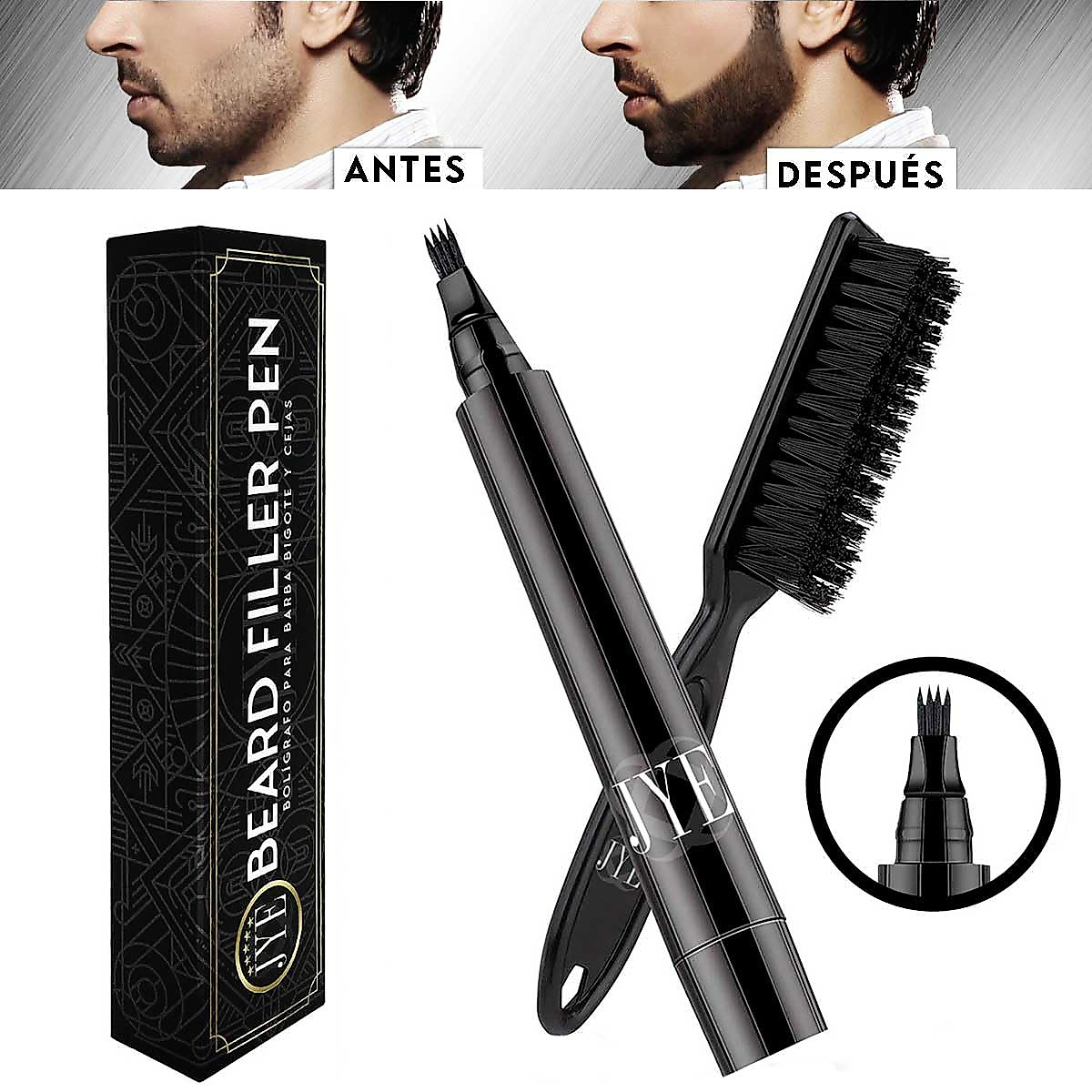 JYE Pen for beard, mustache or eyebrows, waterproof, long lasting, black pen filler