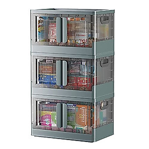 KLONVS Storage Bins with Lids, Stackable Storage Bins with Wheels & Folding Plastic Storage Boxes 3 Set, Collapsible Storage Containers for Closet Office Organizing, Clothes, Toys, Books, 8.4 Gallons