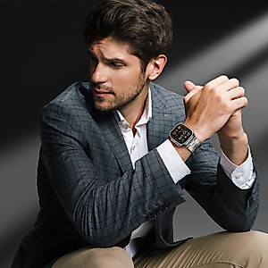 LULULOOK Titanium Band Compatible with Apple Watch Ultra/Ultra 2 49mm, Grade 2 Pure Titanium Metal Smartwatch Replacement Band with Folding Clasp for Men