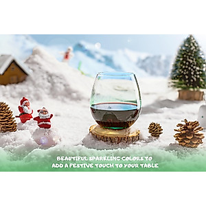 ColoVie 15 oz Stemless Wine Glasses Set of 6, Large Colored Wine Glasses, Short Wine Glass Set for Red Wine, White Wine, No Stem Margarita Glasses