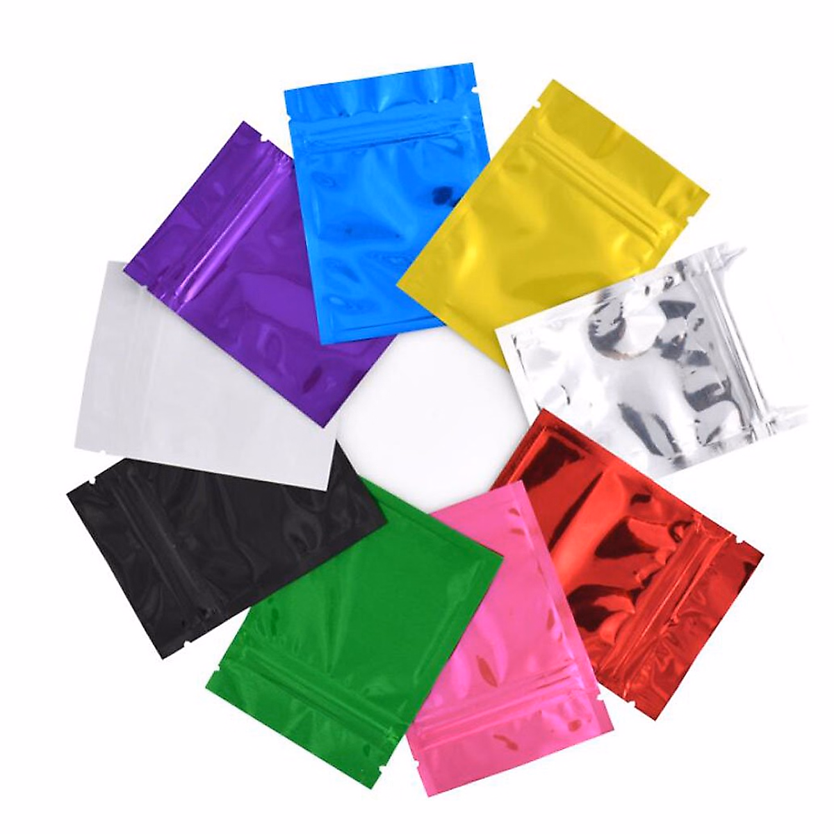 100PCS Metallic Foil Open Top Sealable Bags Double-Sided Color Mylar Foil Flat Heat Sealable Sample Ziplock Bag Durable Food Storage Bag With Tear Notches Pouches Bag For Candy Tea Sugar(3"x4")