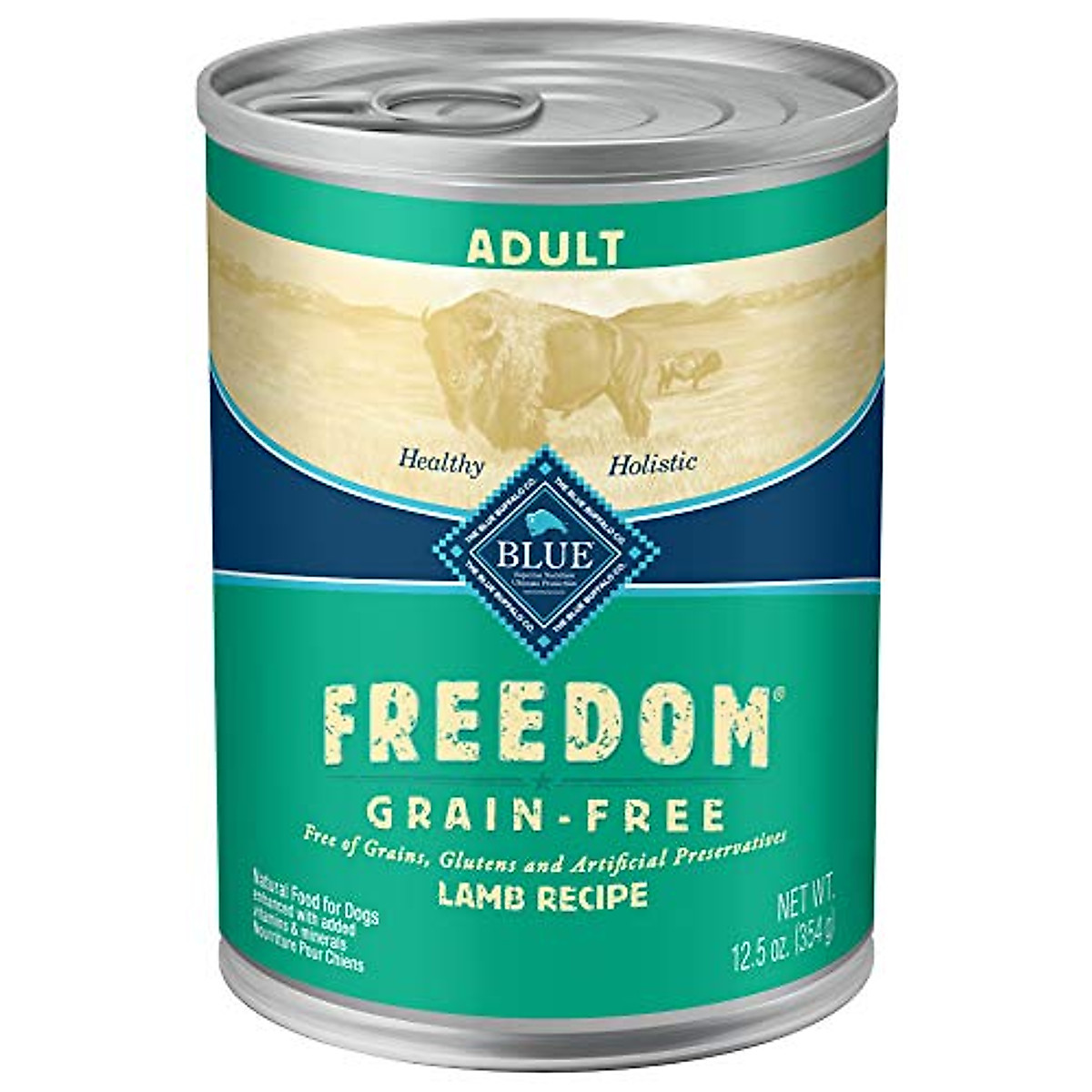 Blue Buffalo Freedom Grain Free Natural Adult Wet Dog Food, Lamb 12.5oz cans (Pack of 12)