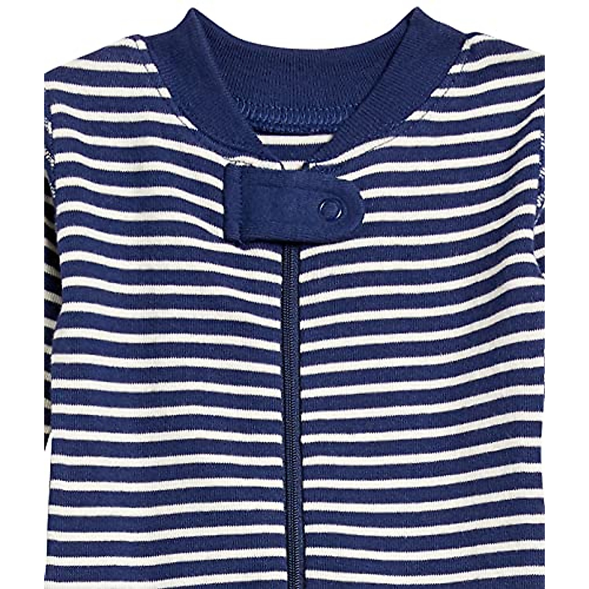 Moon and Back by Hanna Andersson Unisex Babies' one-Piece Organic Cotton Long-Sleeve Footed Pajamas, Navy Stripe, 12-18 Months
