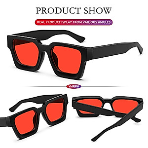 YMRFW Simple Women's Square Sunglasses Men's Thick Frame Classic Trend Black Sunglasses UV Protection