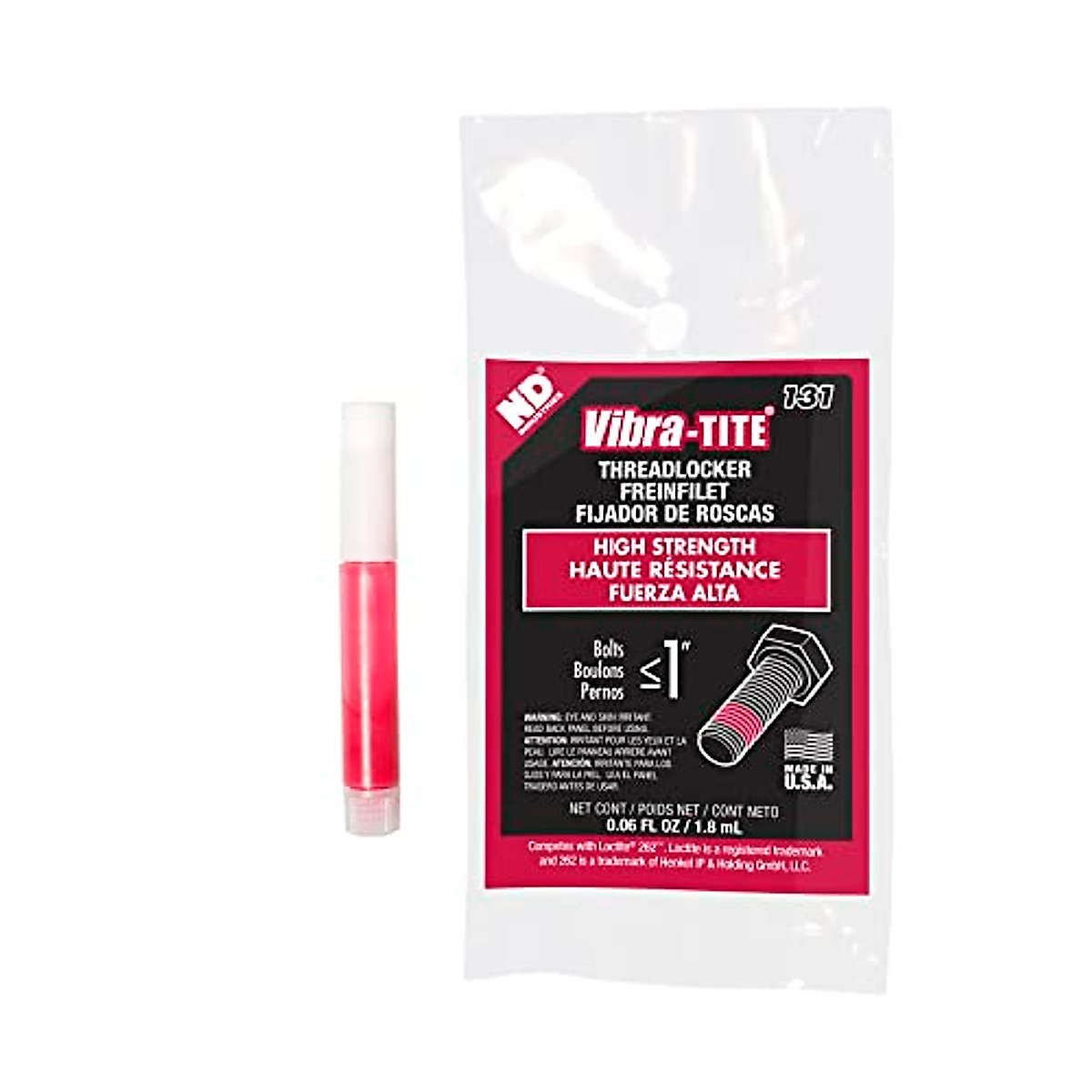 Vibra-TITE - 13102 131 Permanent Strength Anaerobic Threadlocker, 2ml Bullet Tube, Red