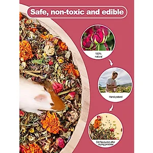 MEWTOGO 7 Oz Guinea Pigs Herb Mix - Natural Flower Herbal Blend in 9 Dried Flowers & Herbs, Hamster Bedding for Bunny Gerbils Small Animals Keep Cage Environment Fresh