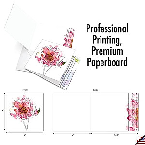 The Best Card Company - 12 Assorted Blank Note Cards (4 x 5.12 Inch) - Boxed All Occasion Notecards Bulk (4 Designs, 3 Each) - Basic Blooms MQ4627OCB-B3x4