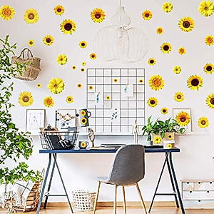 72 Pieces Summer Sunflower Wall Decals Removable Sunflower Stickers Decor 3D Sunflower Peel and Stick Decals Self-Adhesive Sunflower Stickers for Cars Crafts Baby Bathroom Kids Living Room Decor