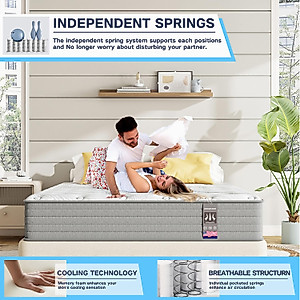 Queen Mattress,12 Inch Hybrid Queen Size Mattress in a Box with Gel Memory Foam,Individually Pocket Springs for Pressure Relief,Motion Isolation,Edge Support,Medium Firm,CertiPUR-US,60"*80"*12"