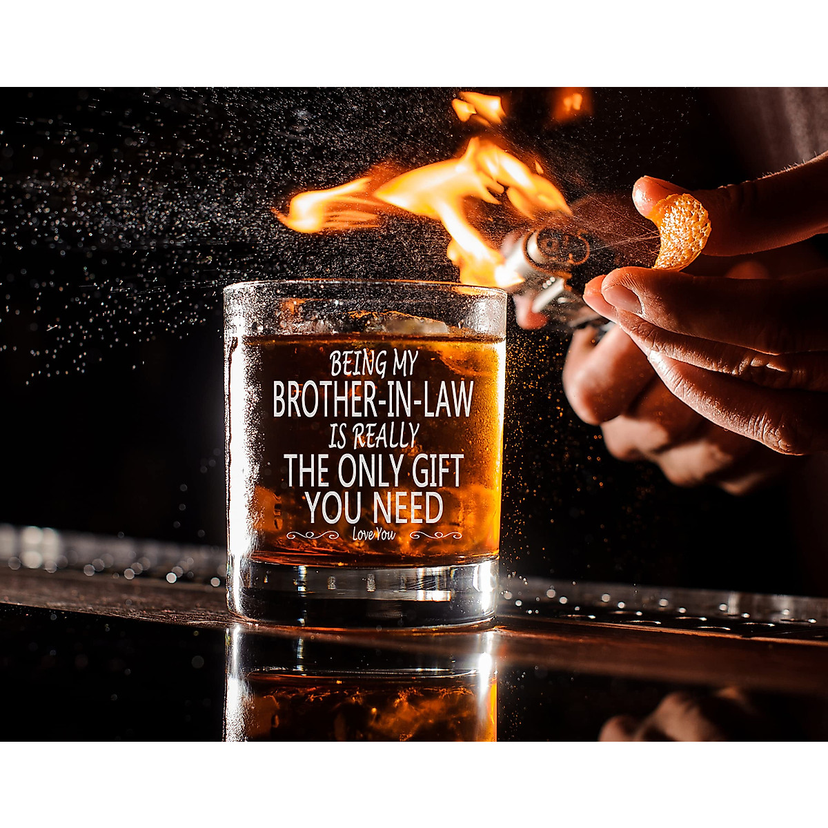 CARVELITA Being My Brother In Law Is Really The Only Gift You Need - 11oz Old Fashioned Bourbon Rocks Glass - Big Brother Gifts - Brother Birthday Gift - Brother Gifts From Sister - Gifts For Brother