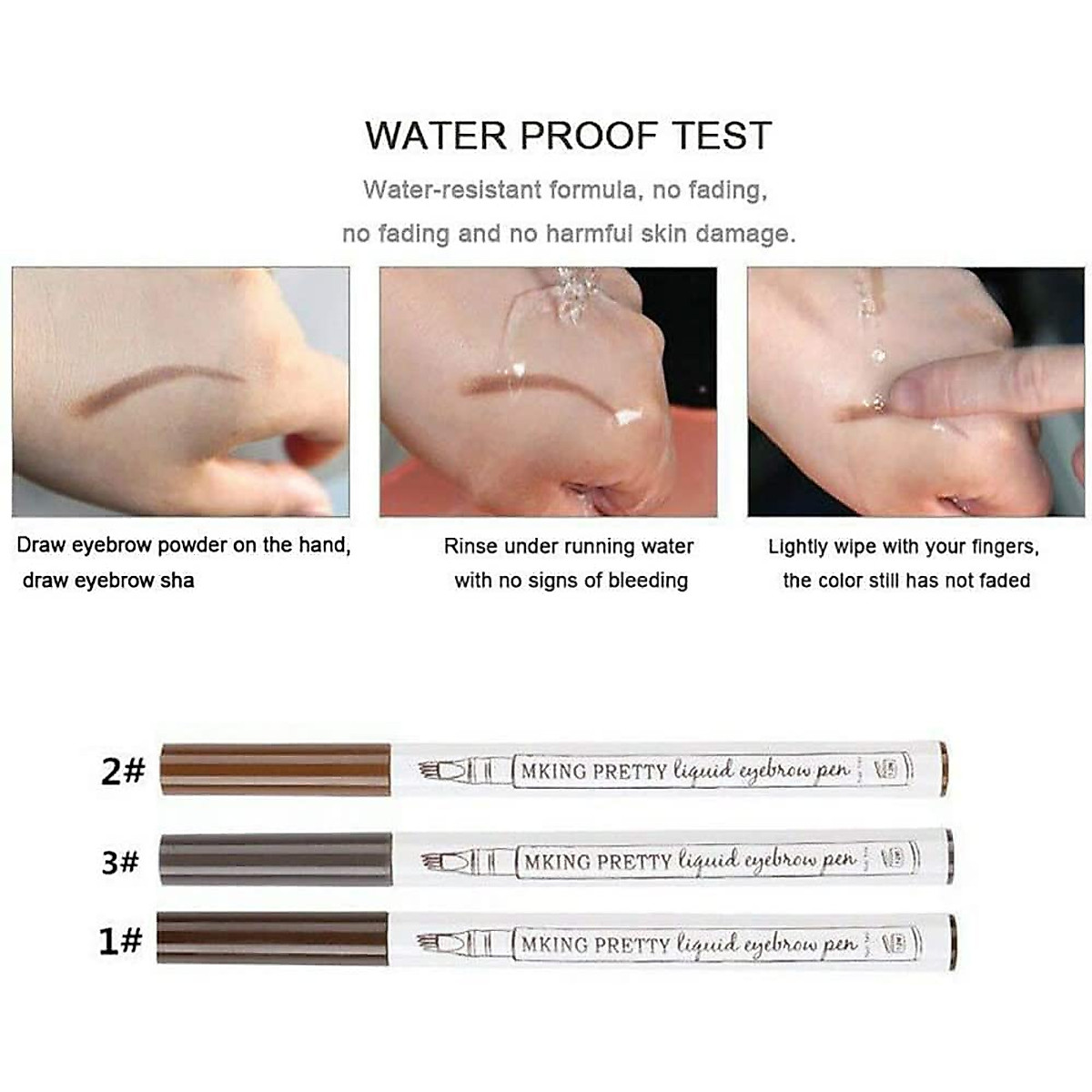 Waterproof Eyebrow Pen Microblading Eyebrow Pen Makeup with a Micro-Fork Tip Liquid Eyebrow Pencil (2#Brown)