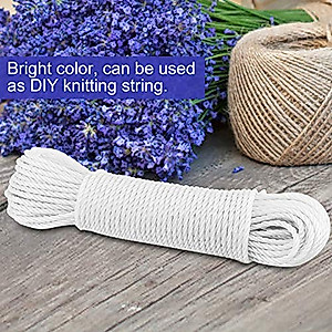 Beufee 20m Clothesline, Camping Clothesline, Durable Travel Clothes Line Rope, Portable Clothes Drying Line Outdoor Climbing Rope for Garden Camping(White)