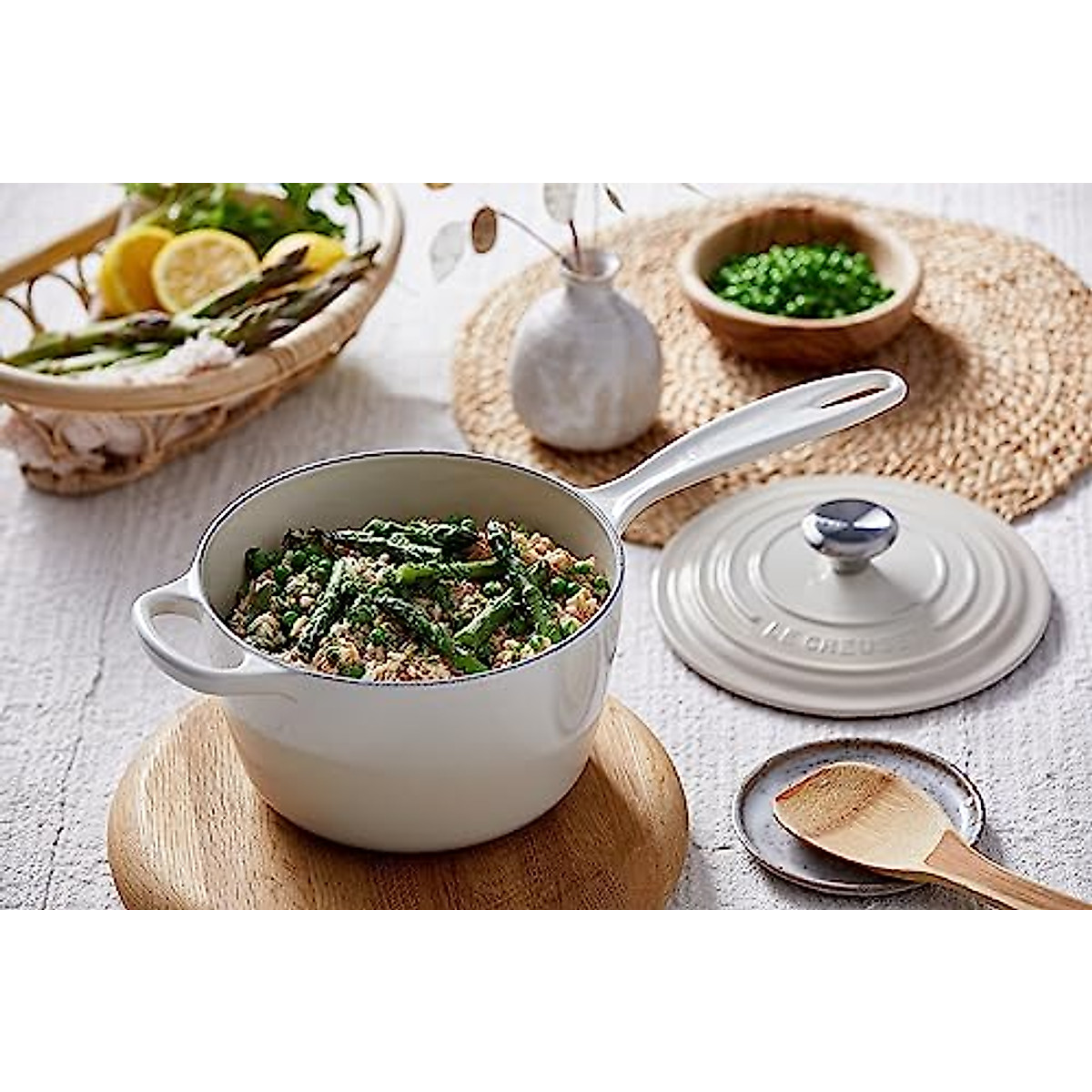 Le Creuset Enameled Cast Iron Signature Saucepan, 2.25 qt., Meringue