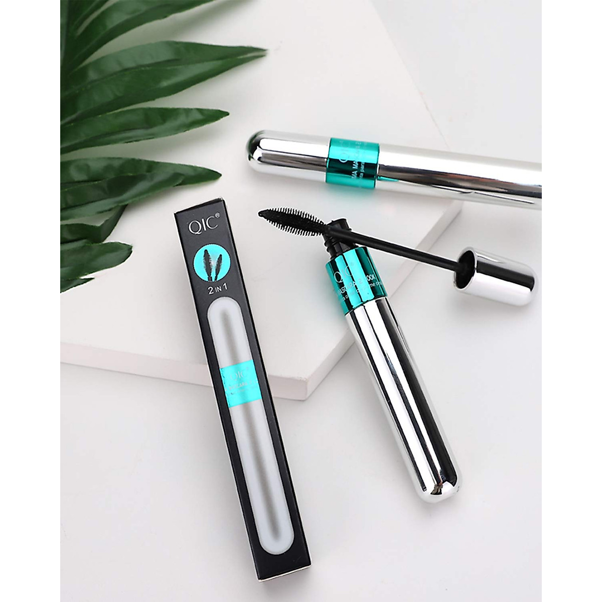 4D Silk Fiber Lash Mascara, 2 in 1 Thrive Mascara For Natural Lengthening And Thickening Effect(Pack of Dark Cyan)