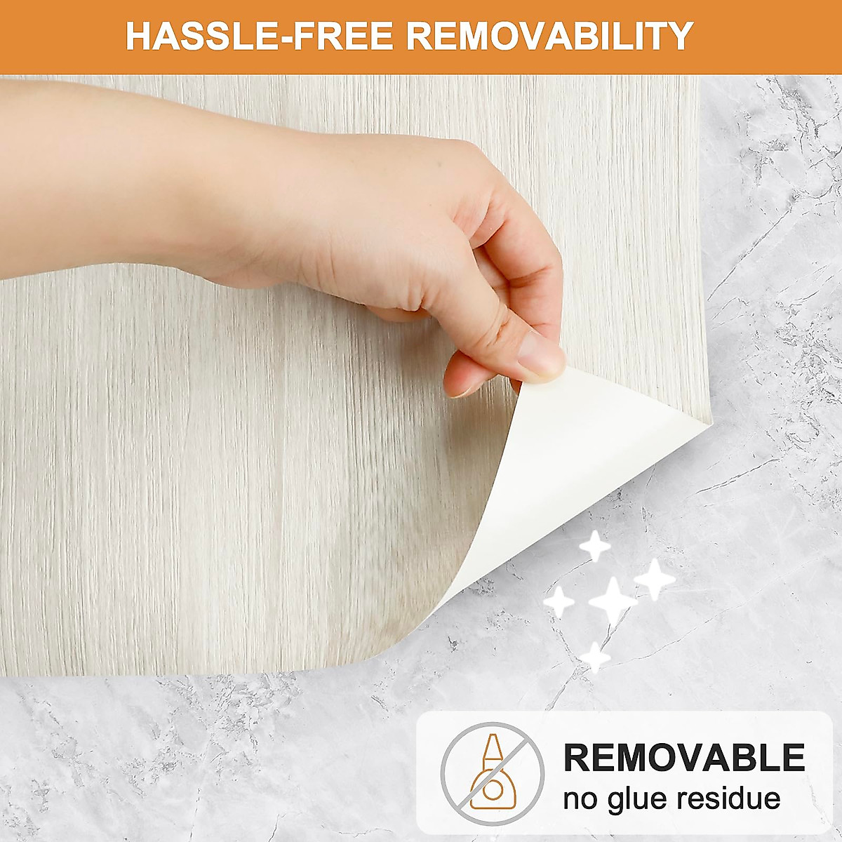 Oxdigi Vinyl Flooring Roll Peel and Stick - 15.7" x 118" (12.9 Sq.Ft) | Removable Self-Adhesive Wear-Resistant Vinyl Floor Tiles Wood Plank |Waterproof for Bathroom, Kitchen... | Whitewashed Oak