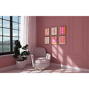 TwoDays Trendy Retro Wall Art, Pink Preppy Room Decor Aesthetic, Cute Teen Girls Apartment Lucky Queen Poster, Funky Affirmation Pictures, Angel Number Prints (8" x 10", Set of 6, UNFRAMED)