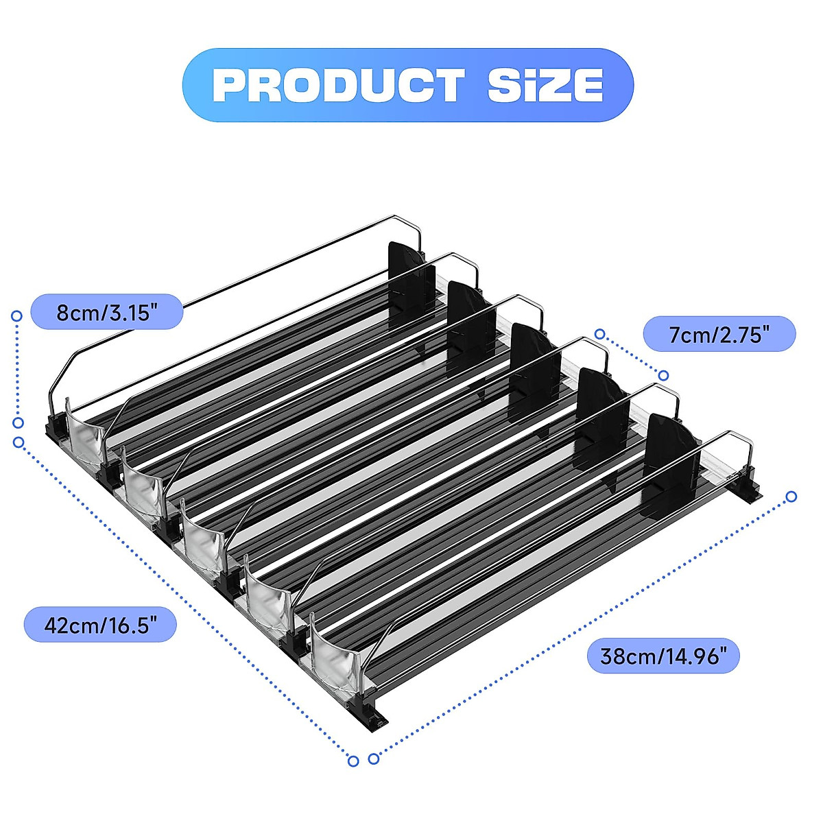 Upgrade Drink Organizer for Fridge, LAKIX Self-Sliding soda Can Dispenser for Refrigerator and Adjustable Width, 12oz to 20oz holds 50+ Cans (White + Black)