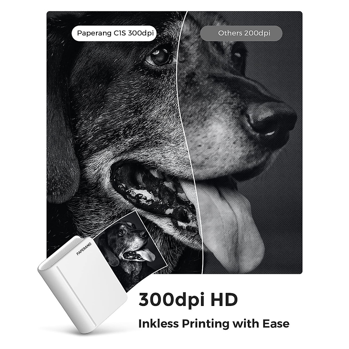 paperang Bluetooth Label Printer, 300 dpi Thermal Label Printer, C1S Portable Pinter Supports 2/3/4-Inch (57/80/110mm) Thermal Printer Supports Shipping Labels, Barcode Labels, Household Labels, etc