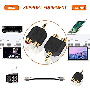 ANDTOBO 3.5 mm TRS to Dual RCA F (2-Pack), 3.5mm Stereo Male to Dual RCA Female Audio Breakout Adapter