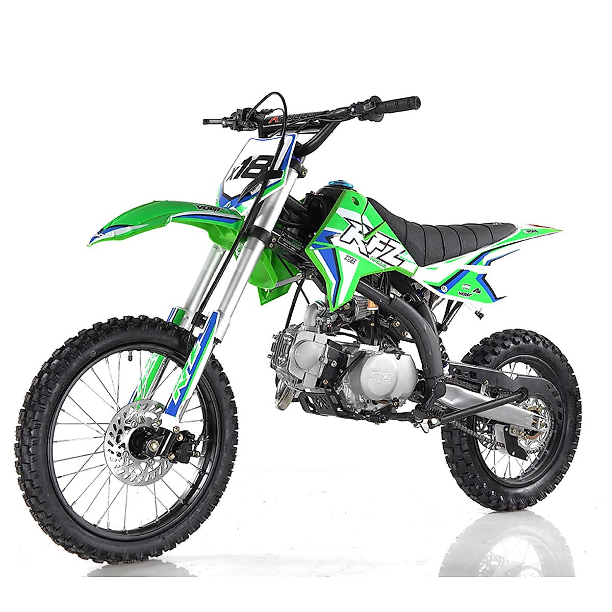 Apollo DB-X18 125CC RFZ Racing Dirt Bike, Twin Spare Heave Duty Steel Frame (Green)