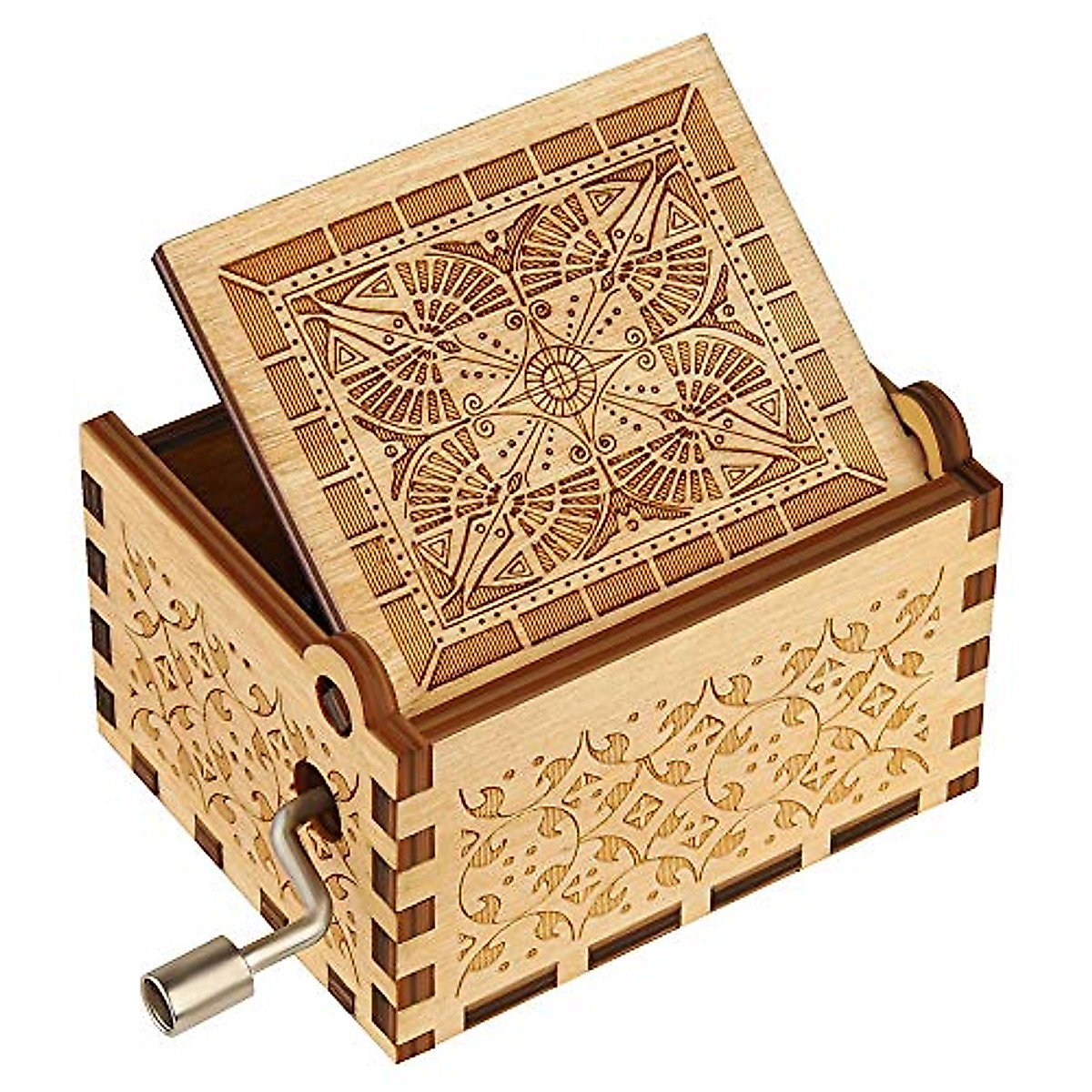 RUYE You are My Sunshine Music Box, Hand Crank Musical Box Vintage Wood Carved Engraved Musical Box-Gifts for Birthday/Christmas/Valentine's Day (White)