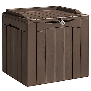 Homall 31 Gallon Resin Deck Box Waterproof Outdoor Storage Lockable Indoor Outdoor Organization and Storage Container for Patio Furniture Cushions, Garden Tools (Dark Brown)
