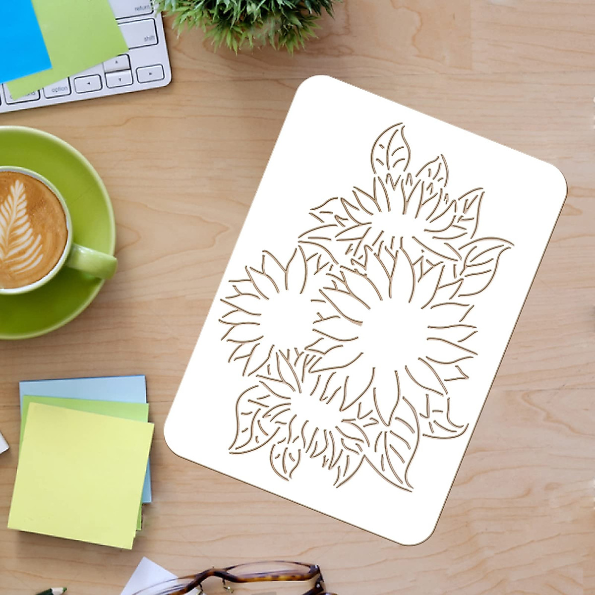 FINGERINSPIRE 6 Pcs Sunflower Stencils Drawing Painting Templates Sets Plastic Layered Sunflower Painting Stencils Sunflower Template Sets for Painting on Wood, Floor, Wall and Tile