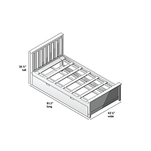 Max & Lily Twin Bed, Wood Bed Frame with Headboard For Kids with Trundle, Slatted, Blue