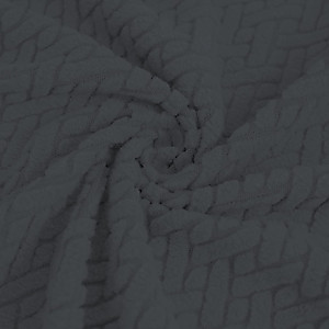 Easy-Going Stretch Jacquard Recliner Couch Cover, 4-Piece Soft Sofa Cover, Sofa Slipcover with Elastic Loop, Washable Furniture Protector for Kids, Pets, Dogs, Cats (Recliner, Dark Gray)