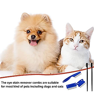 5 Pieces Dog Eye Combs Tear Stain Remover Combs Pet Grooming Comb for Small Dogs Gently Removing Eye Mucus and Crust (Blue, Black)