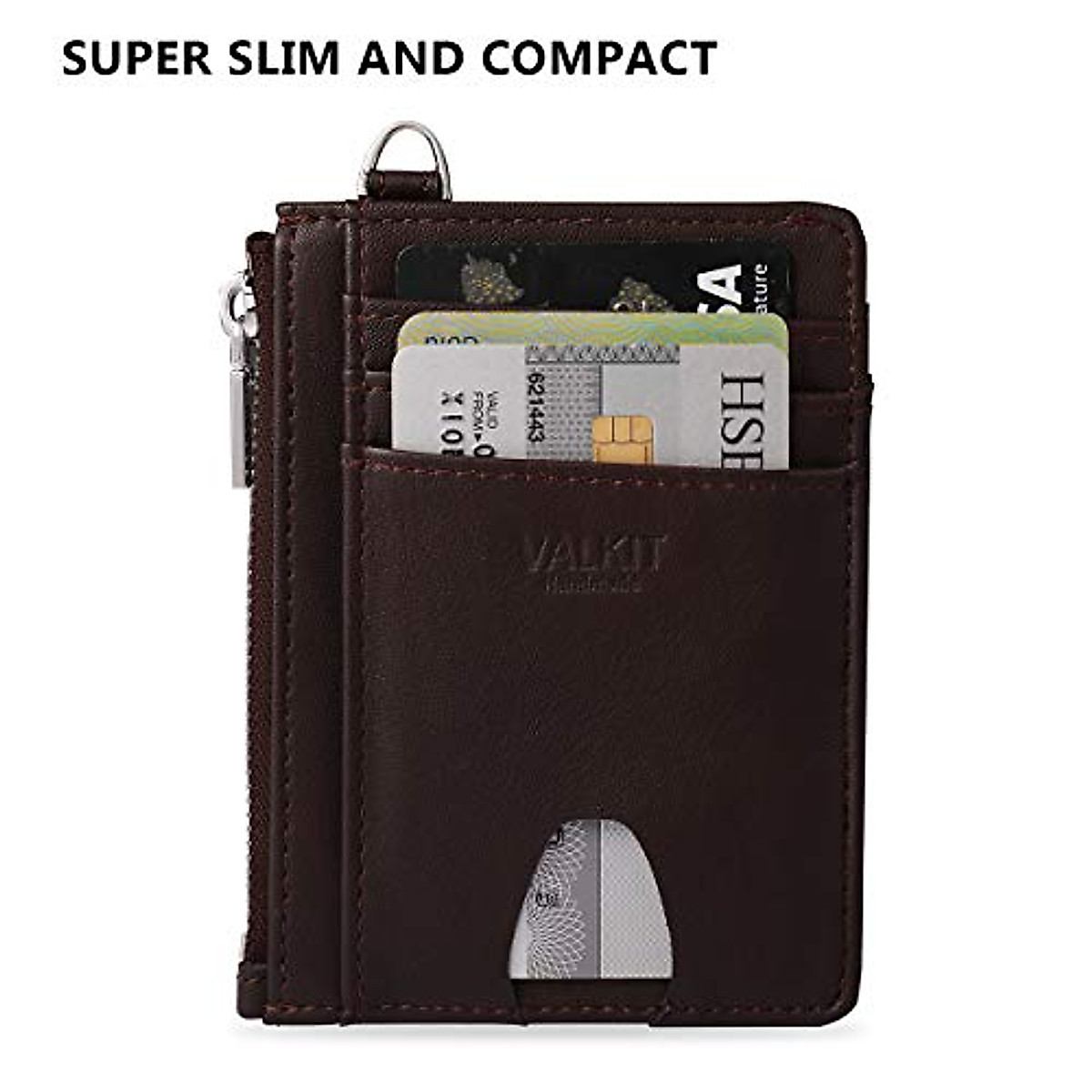 valkit Slim Minimalist Front Pocket Wallet, RFID Blocking Credit Card Holder Card Cases with ID Window for Men Women