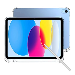 SFFINE Clear Case for New iPad 10th Generation 10.9-inch 2022,Slim Soft Flexible Lightweight TPU Gel Silicone Case Cover Skin with Pencil Holder for iPad 10.9" 10th Gen 2022 (Transparent)