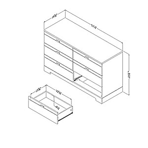 South Shore Reevo 6-Drawer Double Dresser, Pure White with Matte Nickel Handles
