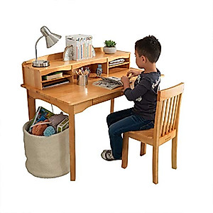 KidKraft Avalon Wooden Children's Desk with Hutch, Chair and Storage - Natural, Gift for Ages 5-10