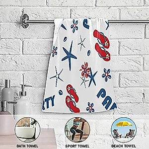 susiyo Patriotic Flip Flop Starfish Towel 2 Pcs Set, Small Washcloth Fingertip Towel for Home Decor