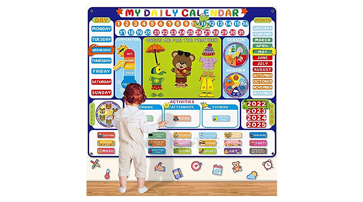 Kids Daily Calendar Felt Board - Preschool Learning Fun