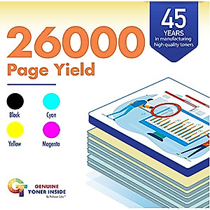 Professor Color Re-Coded OEM Toner Cartridge Replacement for Xerox Phaser 6600 and Xerox WorkCentre 6605 | 106R02225 106R02226 106R02227 106R02228 - High Yield 4 Pack